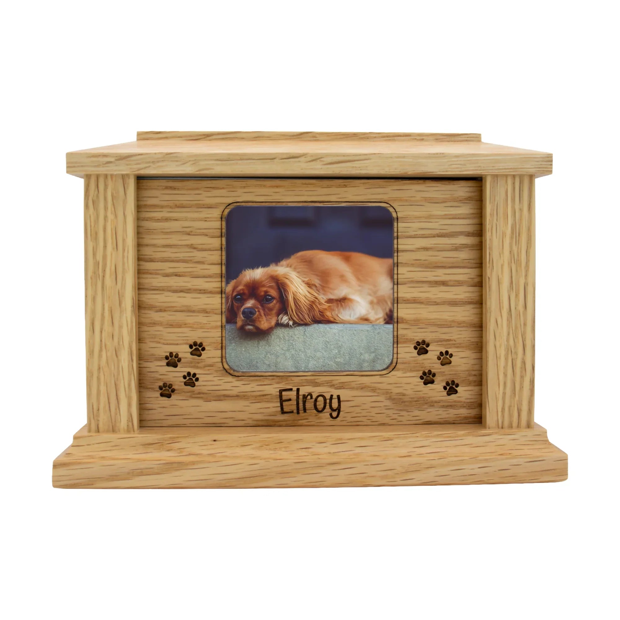 Wooden Pet Urn | Oak Centered Square Photo Frame – Select Urns